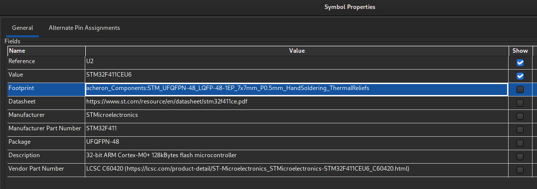 Symbol STM32F411-48 used in the joker48_template project but not found in acheron_Symbol · Issue ...