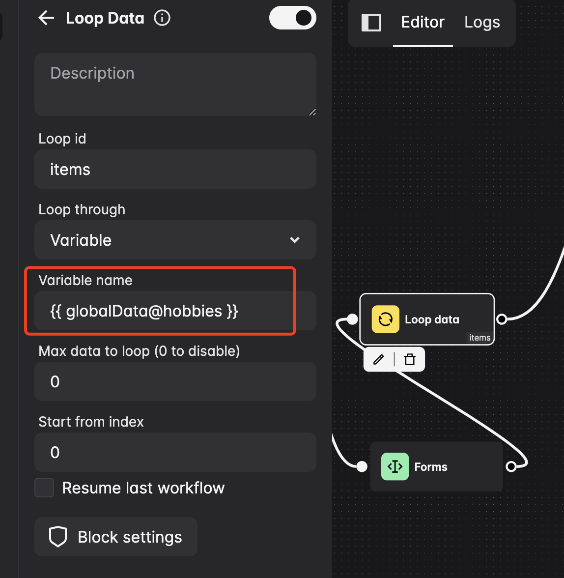Loop data: how to loop arrays in GlobalData · Issue #760 · AutomaApp/automa · GitHub