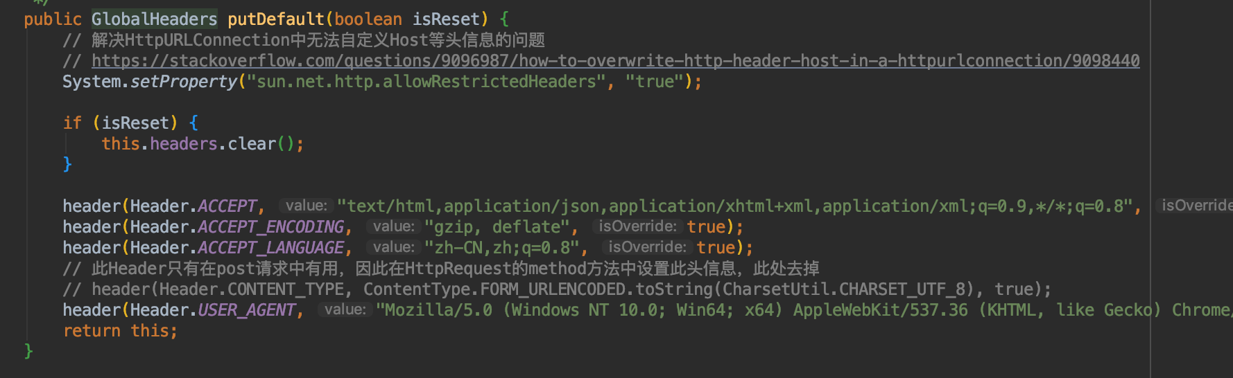 Hutool Http工具类默认加的Header头导致请求接口无法正常响应400 · Issue #879 · chinabugotech/hutool · GitHub