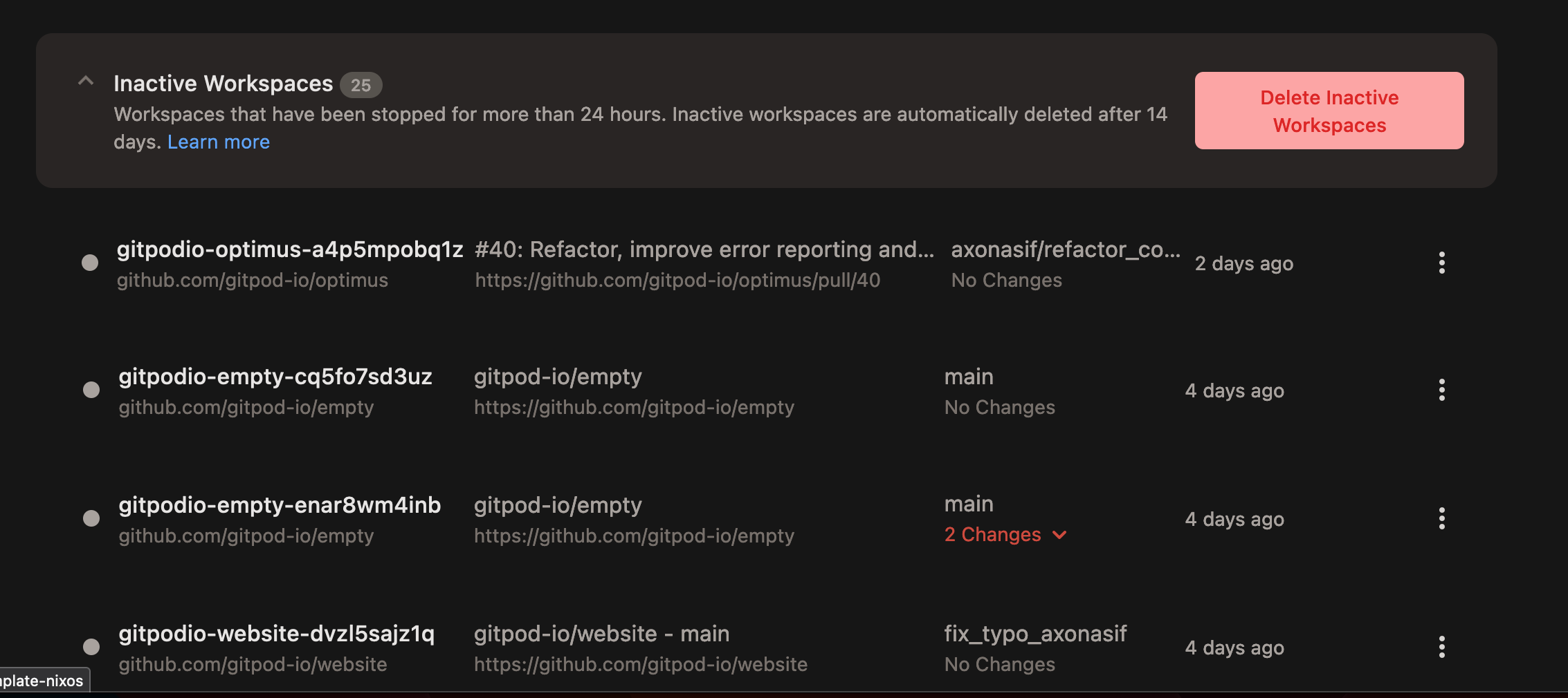 Workspace list page does not display all available workspaces · Issue #15743 · gitpod-io/gitpod ...