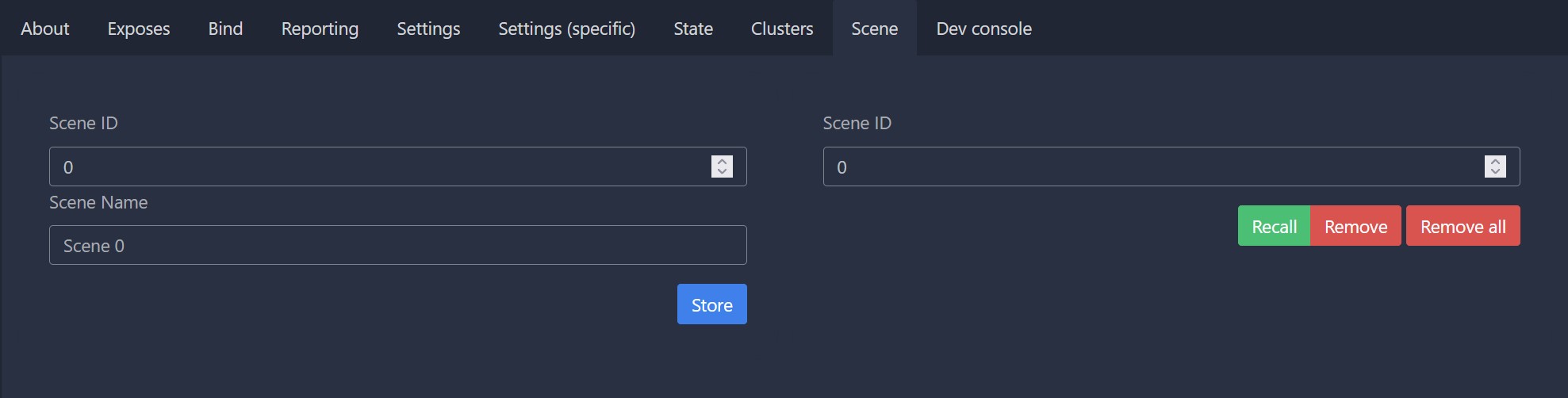 Ikea shortcut button (3 scenes) / bind in general via the web interface ...