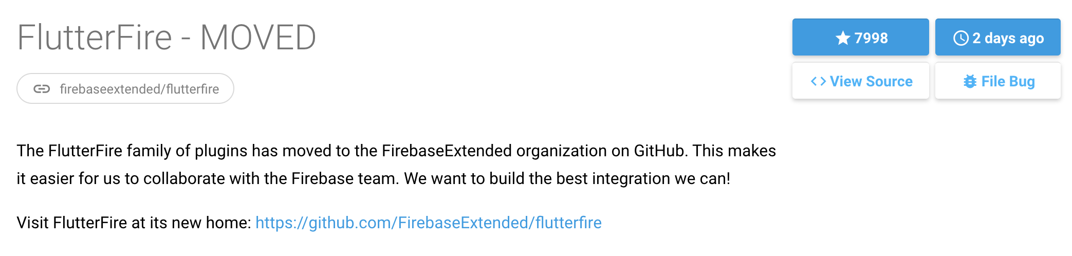 [docs] Moving Flutterfire plugins to FirebaseExtended broke many links · Issue #39975 · flutter ...