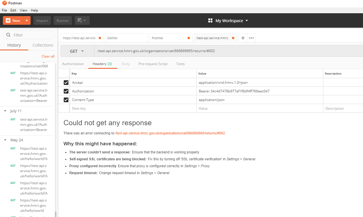 Can T Connect To The View Vat Return Api · Issue 200 · Hmrc Vat Api · Github