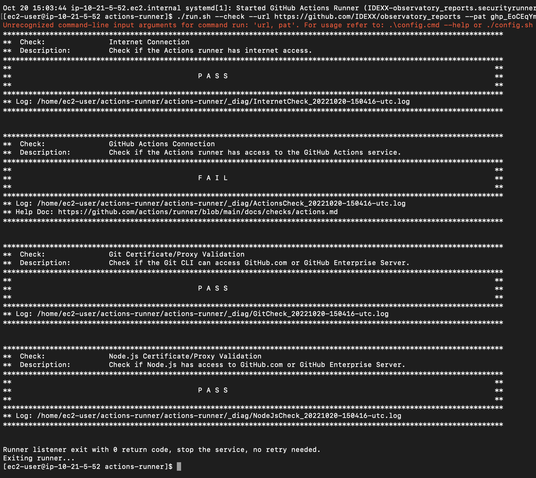 Check if the Actions runner has access to the GitHub Actions service: FAIL · community ...