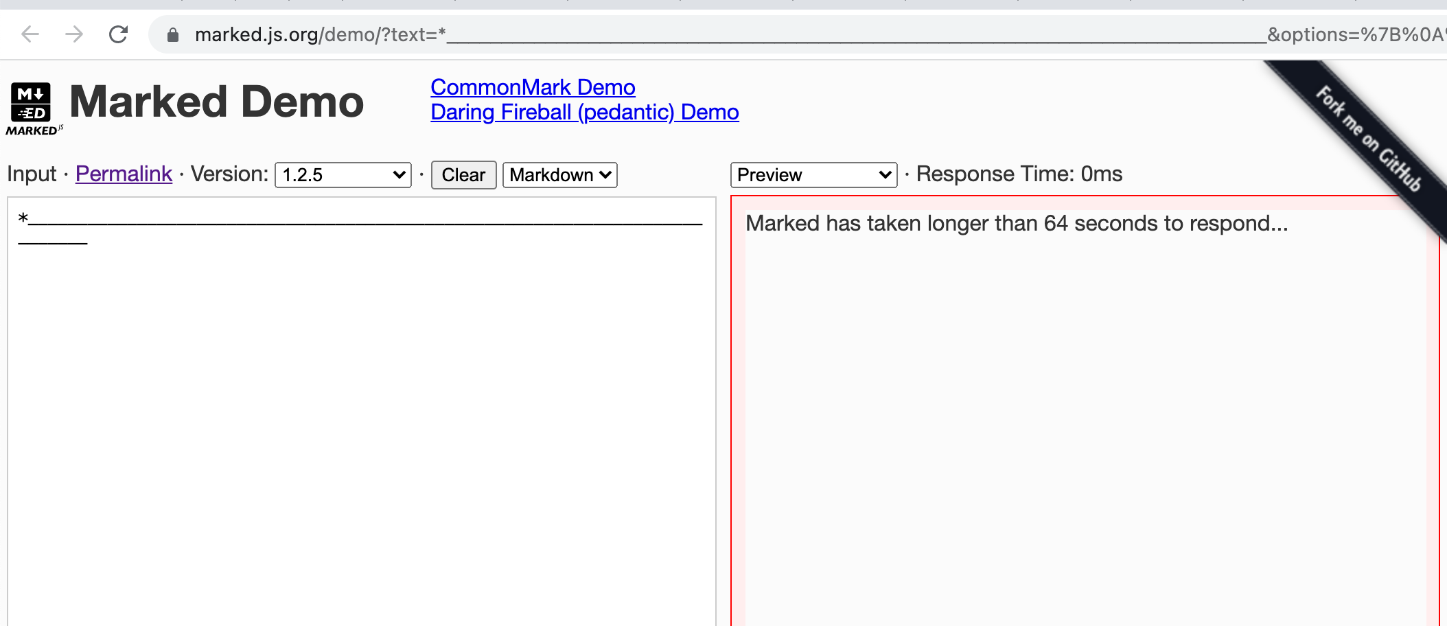 Performance Issue, feels like infinite loop · Issue #2264 · markedjs/marked · GitHub