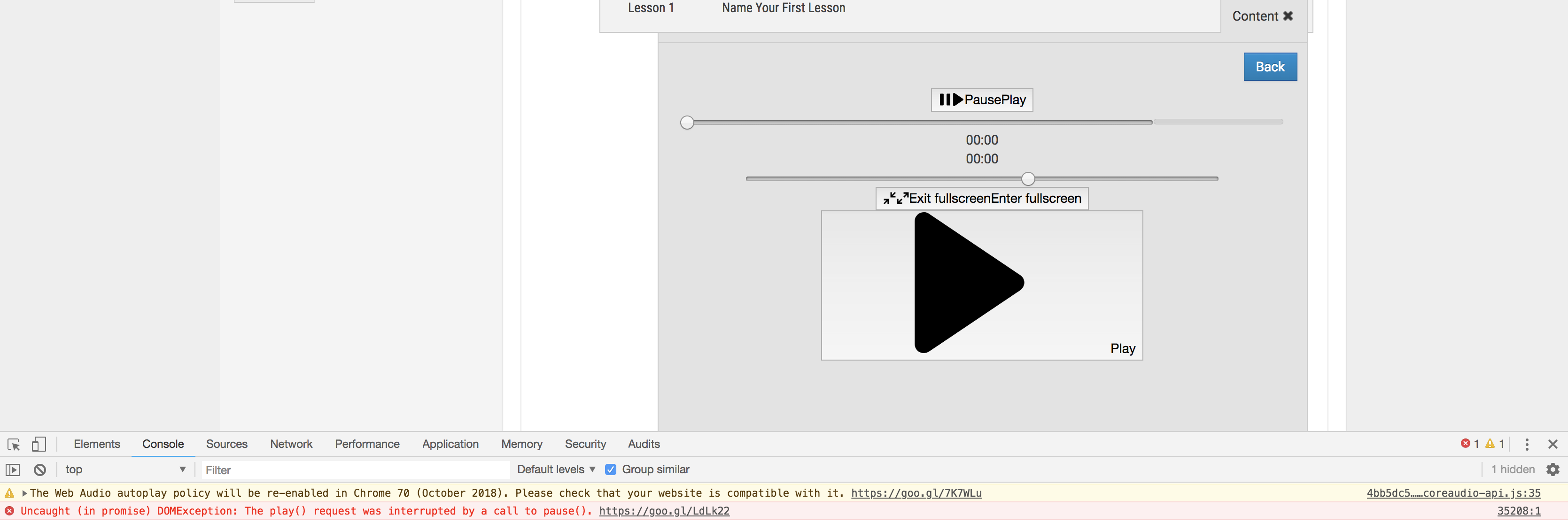 Uncaught (in promise) DOMException: The play() request was interrupted by a call to pause ...