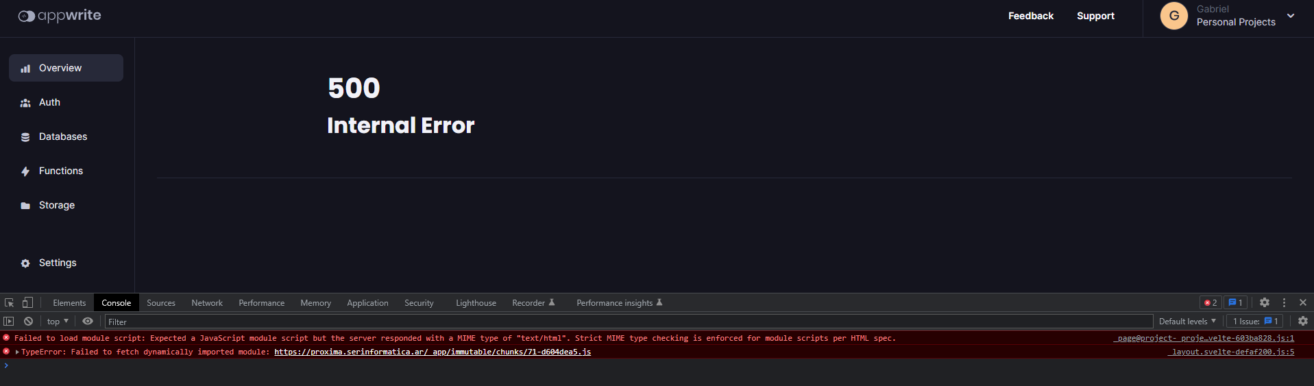 500 Internal Error On Api Key View · Appwrite Appwrite · Discussion 5130 · Github