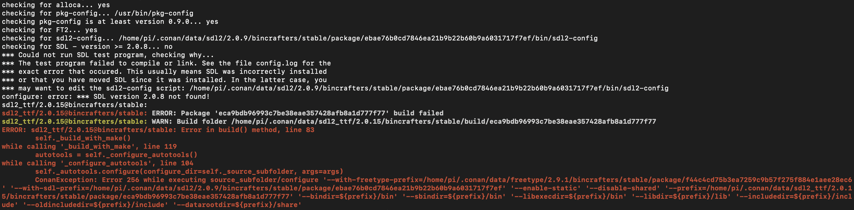 [sdl2] SDL not found on raspberry pi 3 (armv7) · Issue #697 · bincrafters/community · GitHub