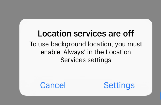 iOS - Native Alert shown when locations/permissions are turned off ...