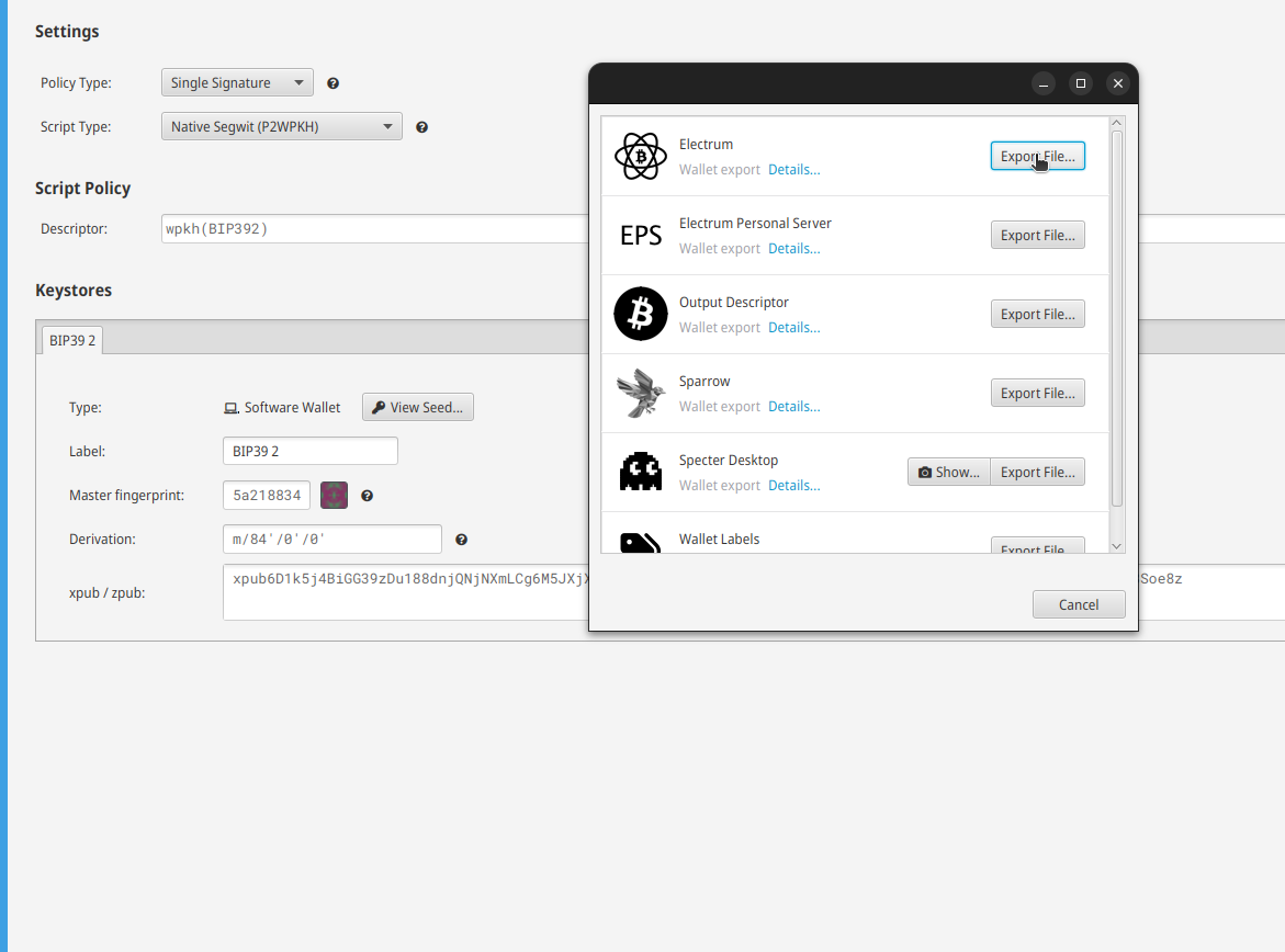 Bug while exporting keys as xprv/zprv? · Issue #1136 · sparrowwallet/sparrow · GitHub