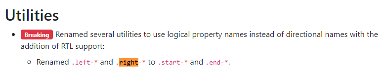 Docs - Migrating to v5 - Missing dropdown-menu-right => dropdown-menu-end · Issue #36937 · twbs ...