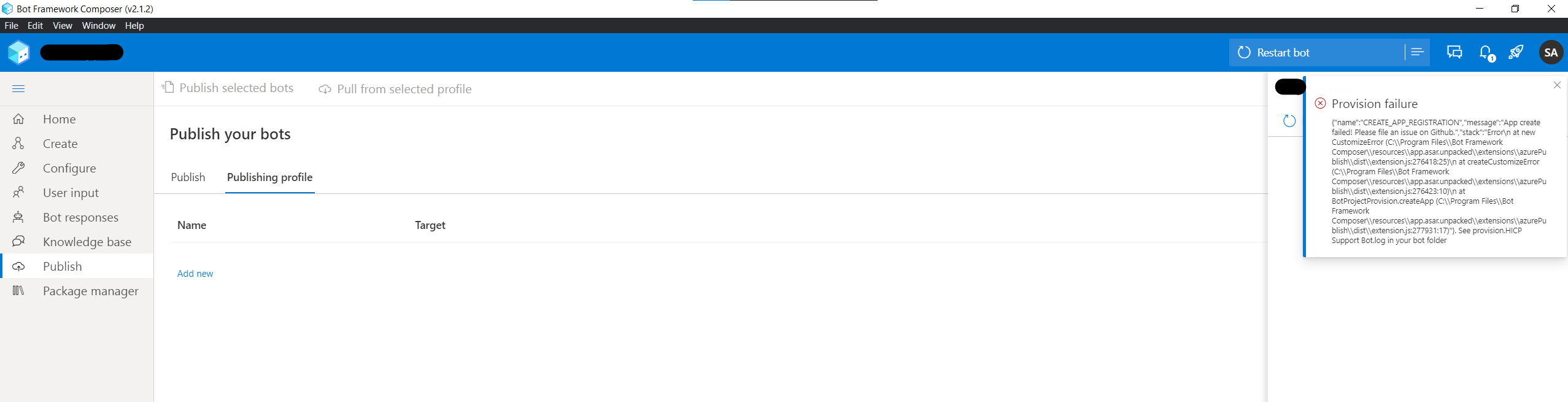 Cannot Publish Bot With New Custom Question Answering Recognizer Component Using Bot Composer