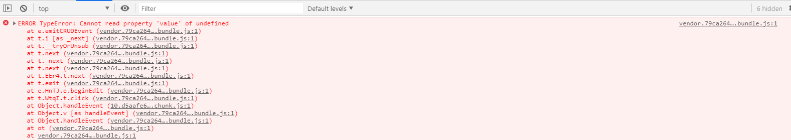 Grid Buttons not working with pagination in production build. Getting error-- "ERROR TypeError ...