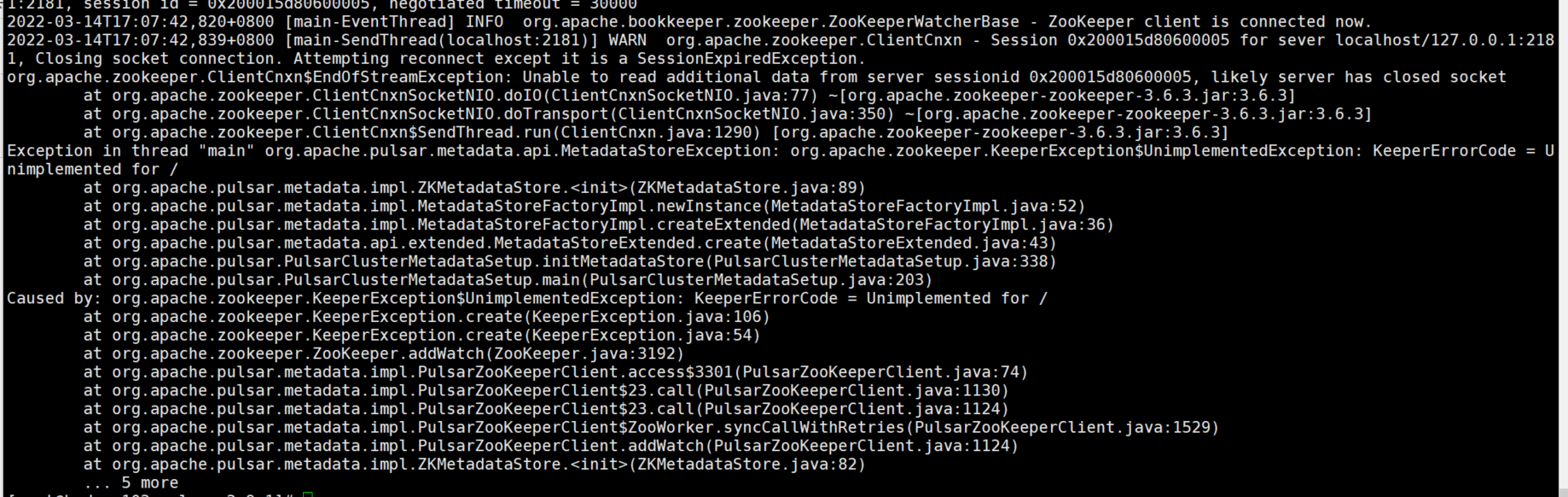 pulsar initialize-cluster-metadata failed · Issue #14675 · apache/pulsar · GitHub