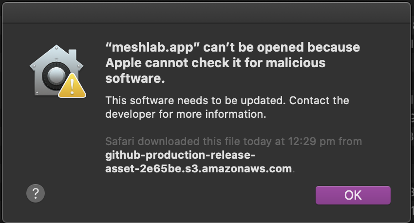 MeshLab latest version for MacOS does not work on MacOS Catalina ...