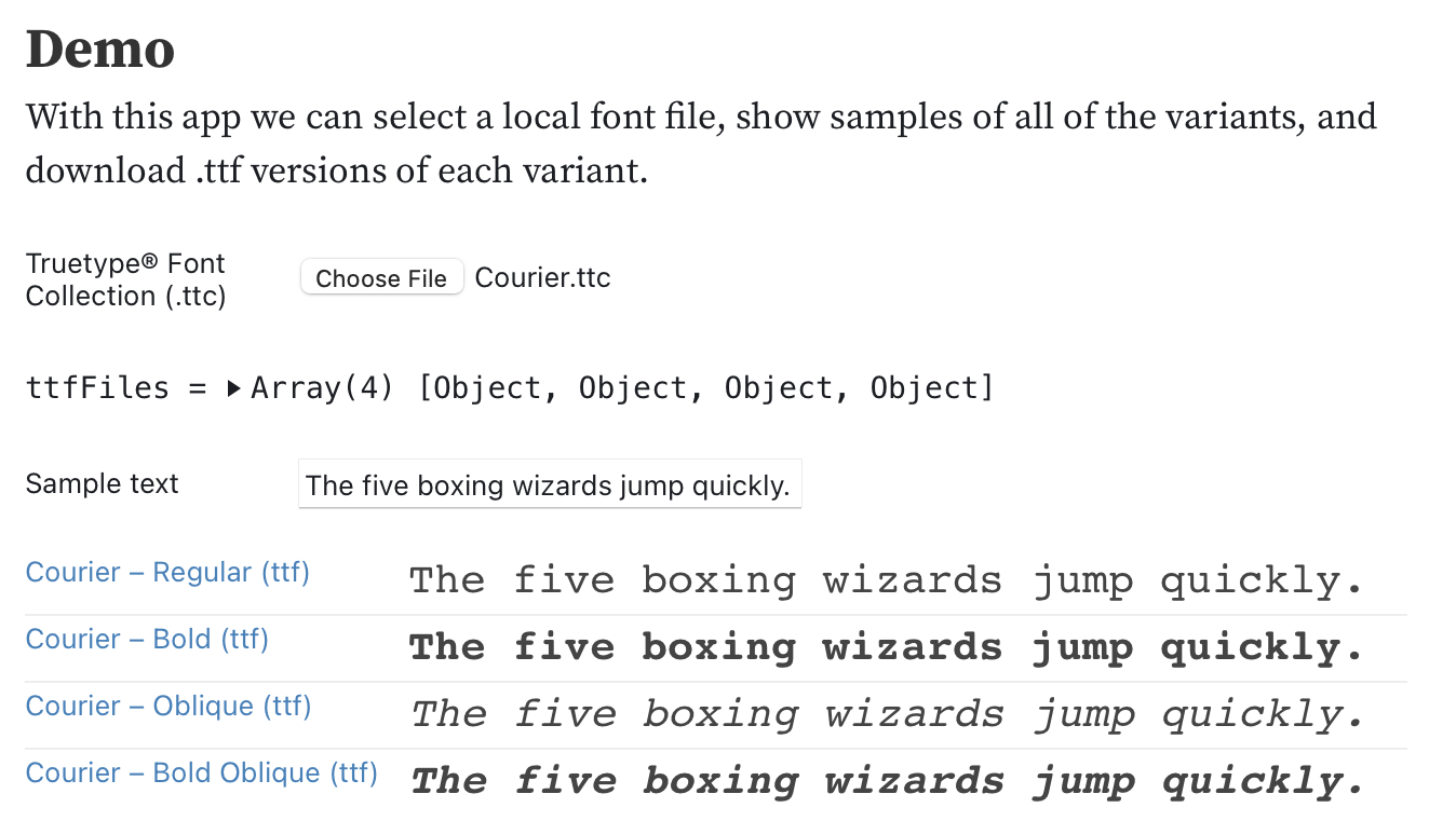 Browser demo · Issue #1 · oysterlab/ttc2ttf · GitHub