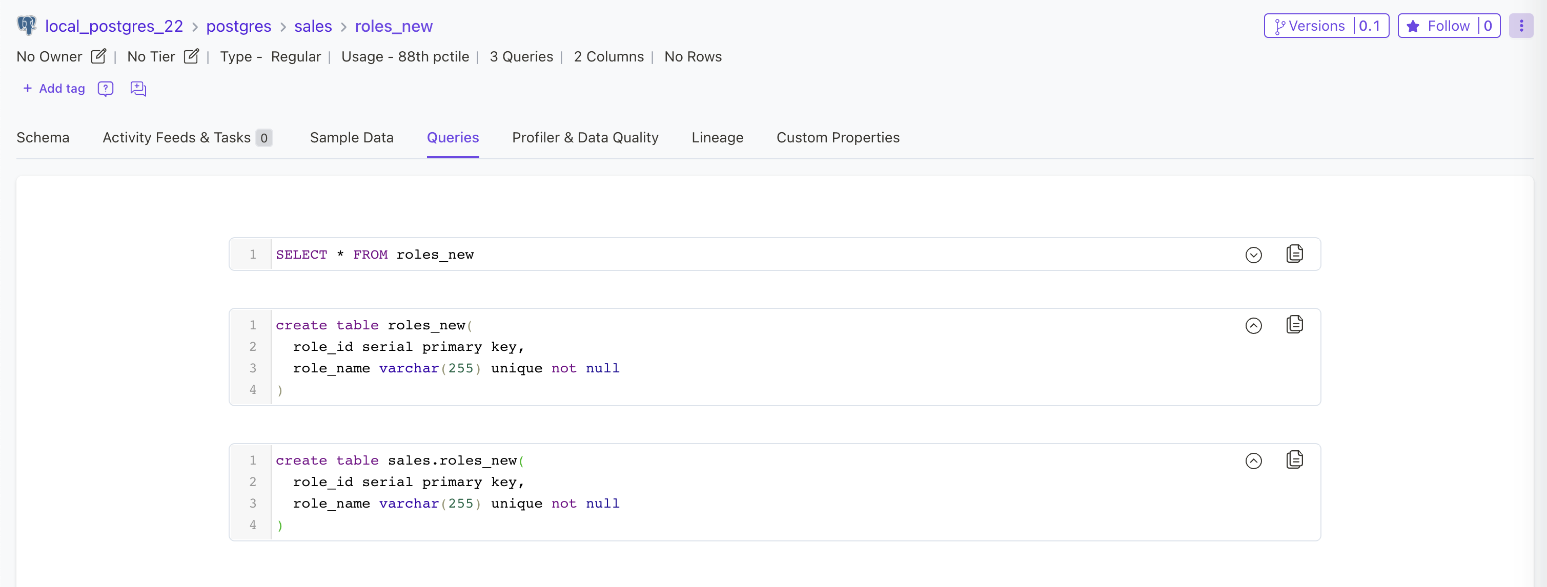 Incorrect Queries Displayed When Two Tables Are With Same Name · Issue 9923 · Open Metadata 