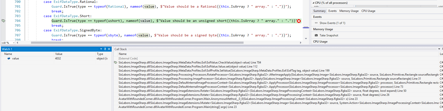 "Value should be an unsigned short" exception on image with EXIF rotate. · Issue #423 ...