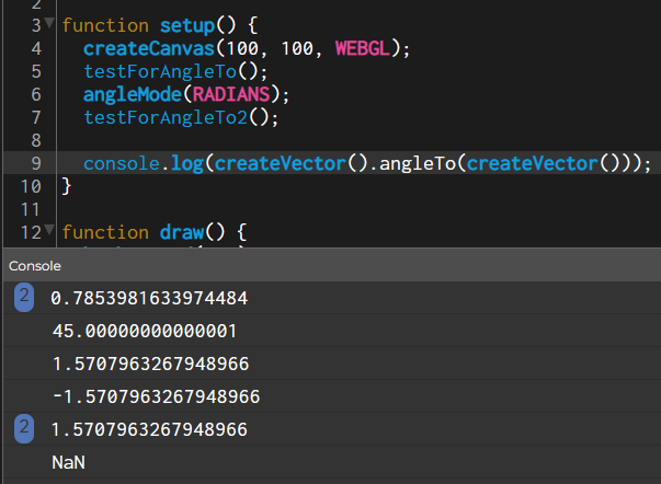 angleTo(): angle function for webgl · Issue #6165 · processing/p5.js · GitHub
