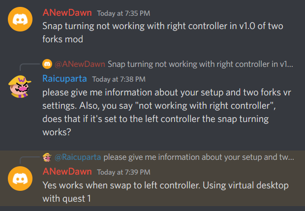User report: Snap turning broken again? · Issue #217 · Raicuparta/two-forks-vr · GitHub