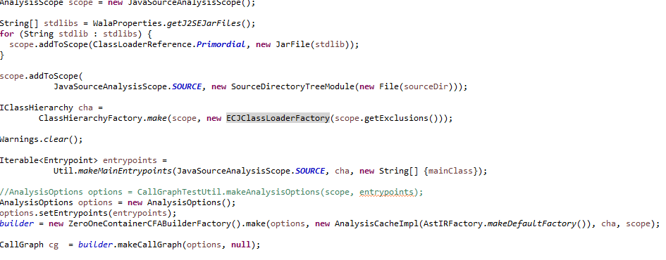 Incomplete Callgraph Using The Java Sourcecode Frontend Zeroonecontainercfabuilderfactory