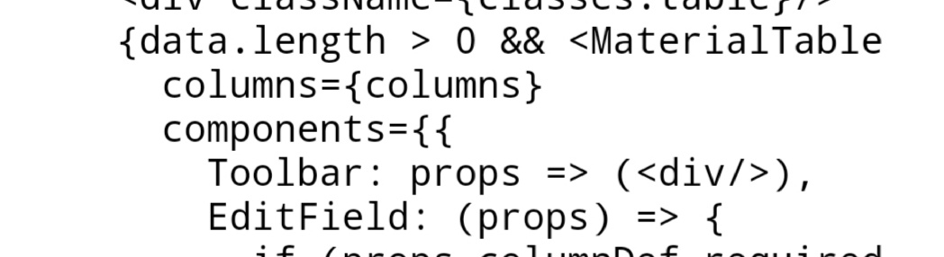 Remove title container · Issue #1646 · mbrn/material-table · GitHub