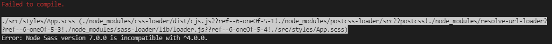Node Sass version 7.0.0 is incompatible with ^4.0.0 · Issue #110 · CatsInTech/Rezume · GitHub