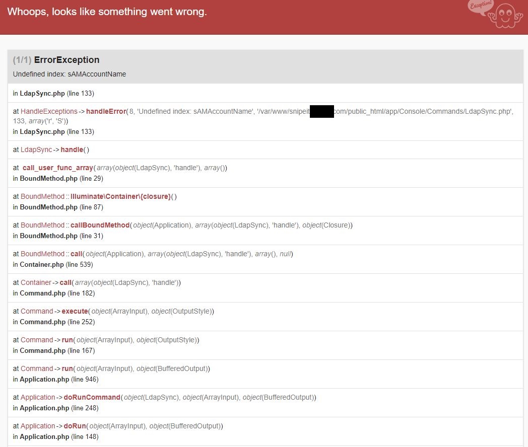 ErrorException when executing LDAP Sync · Issue #5594 · snipe/snipe-it ...