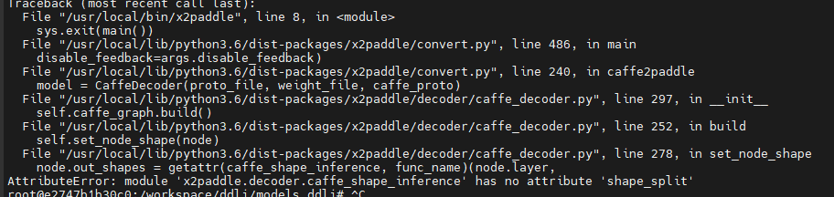 x2paddle v1.4.0: caffe 模型转换失败（AttributeError: module 'x2paddle.decoder.caffe_shape_inference ...