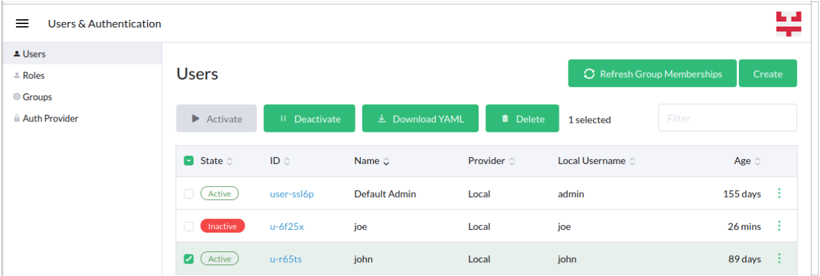 Delete button not active when trying to delete users · Issue #7484 · rancher/dashboard · GitHub