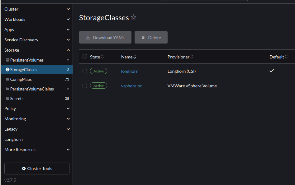 UI workload creation with storage should pick the default storage class ...