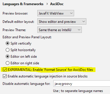 Support reformat source for asciidoc files · Issue #289 · asciidoctor/asciidoctor-intellij ...