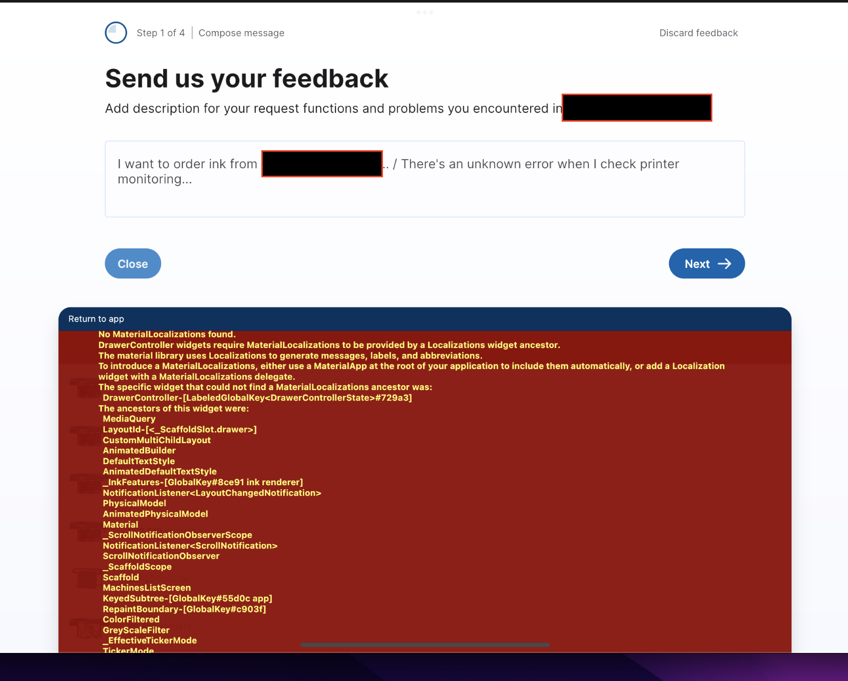 (Beta 5) "No MaterialLocalizations found" Error when using custom wiredash localizations ...