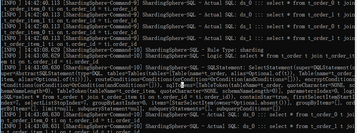 Execute the query statement，sharding-proxy An exception occurred in the background ,java.lang ...