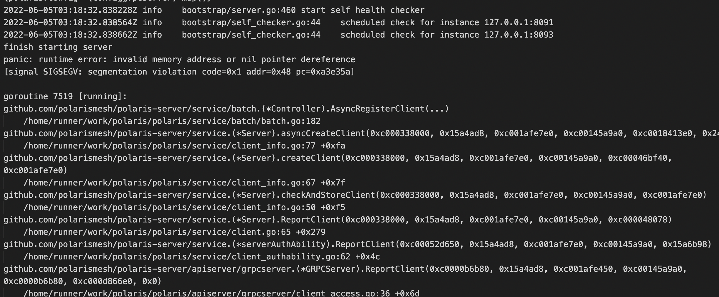 polaris-server 服务注册panic · Issue #414 · polarismesh/polaris · GitHub