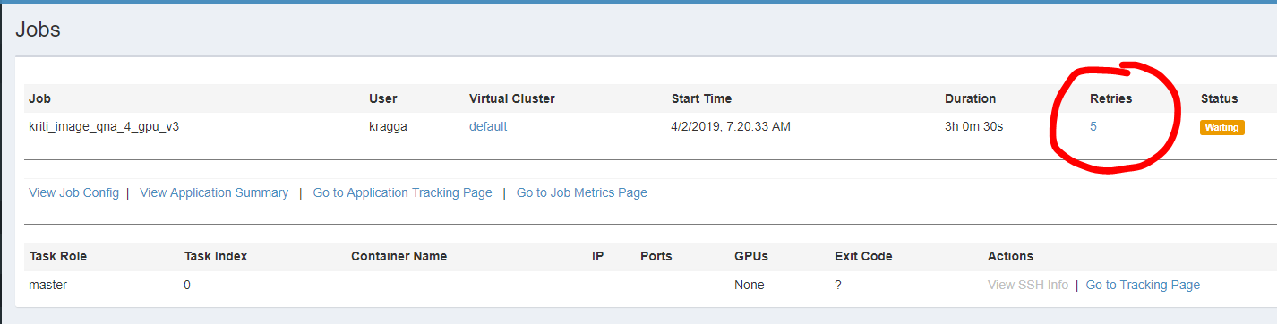 Regression: "Retry link" to yarn application attempts is missing · Issue #2466 · microsoft/pai ...