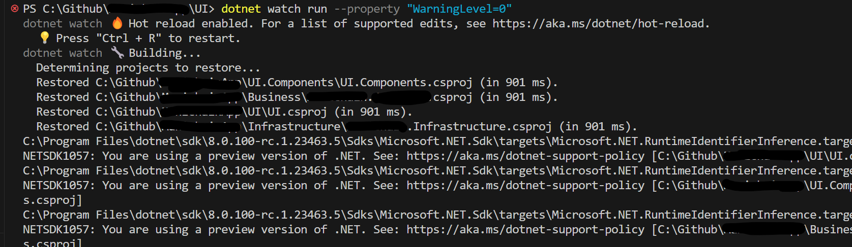 dotnet watch run with args break hot reload · Issue #51171 · dotnet/aspnetcore · GitHub