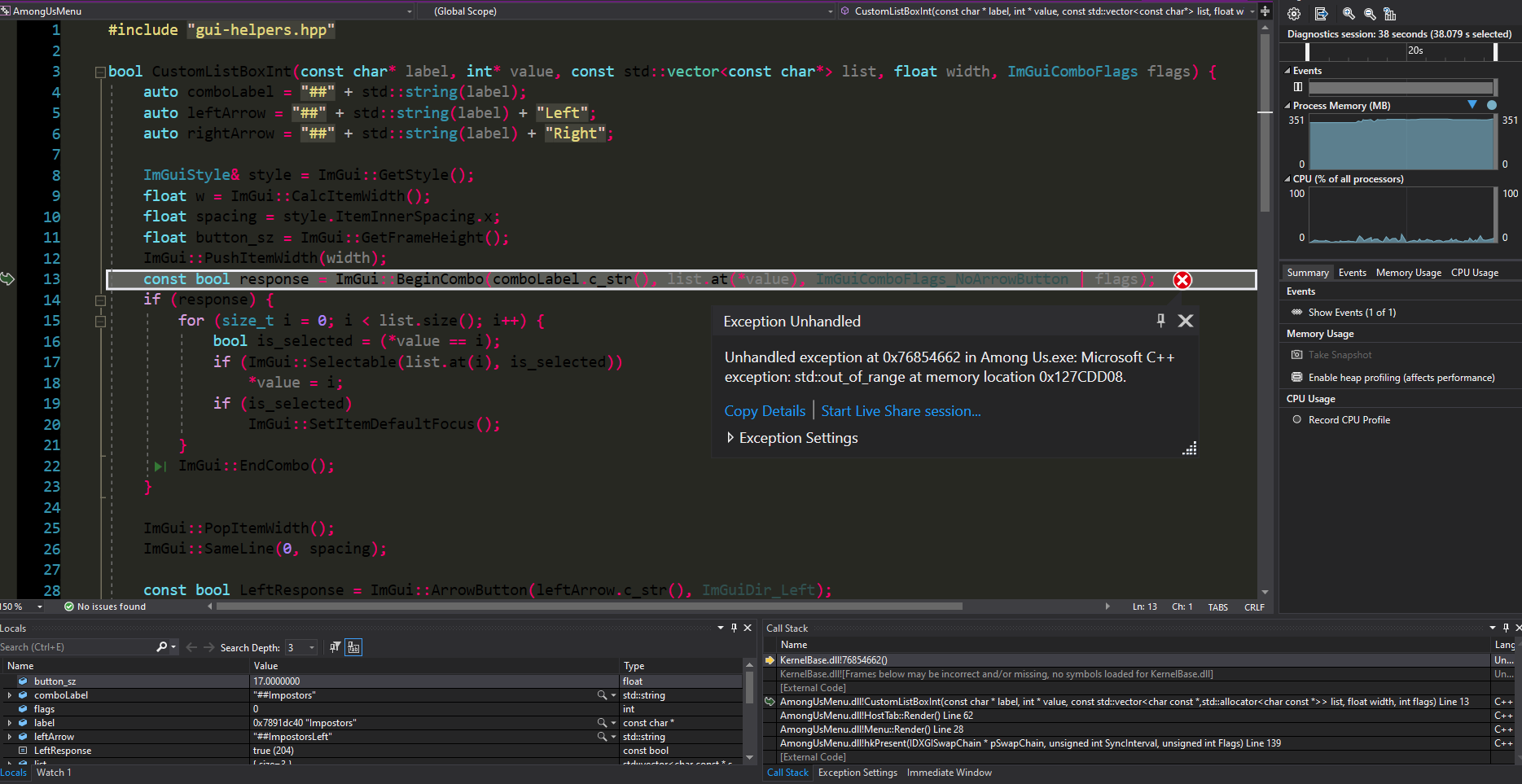 Host Tab Runtime Error · Issue #10 · BitCrackers/AmongUsMenu · GitHub