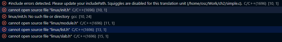 include errors detected. Please update your includePath. Squiggles are disabled for this ...