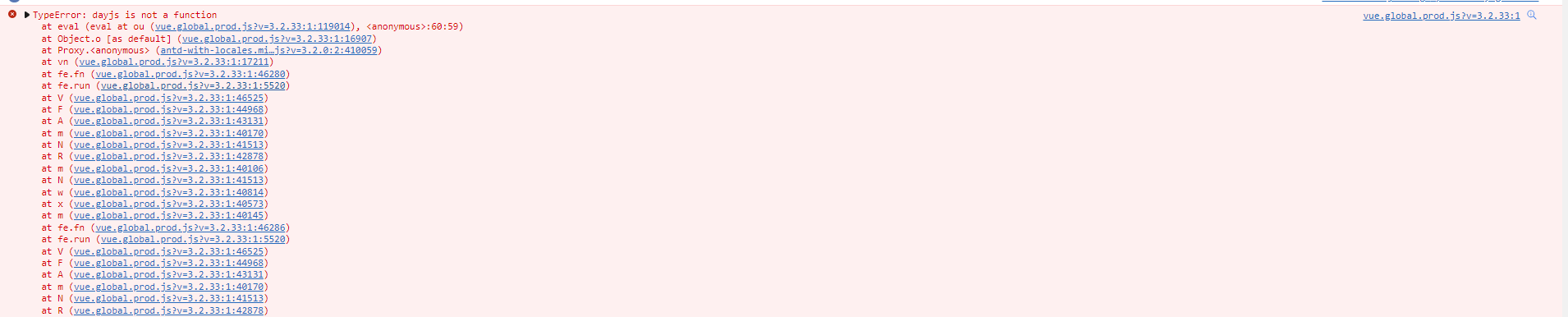 antd 3 vue3 is introduced by script, indicating that dayjs has not been introduced, but it has ...