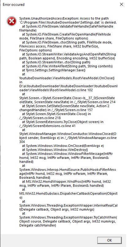 *Trivial* Issue " Error occured" after close application · Issue #117 ...