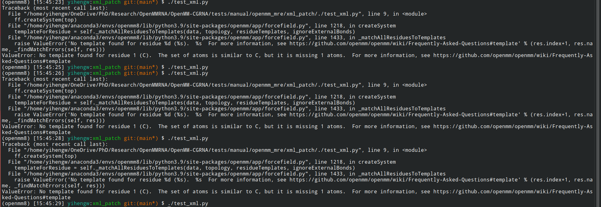 "Random" Errors when Matching Multi-patches Template Containing Virtual ...