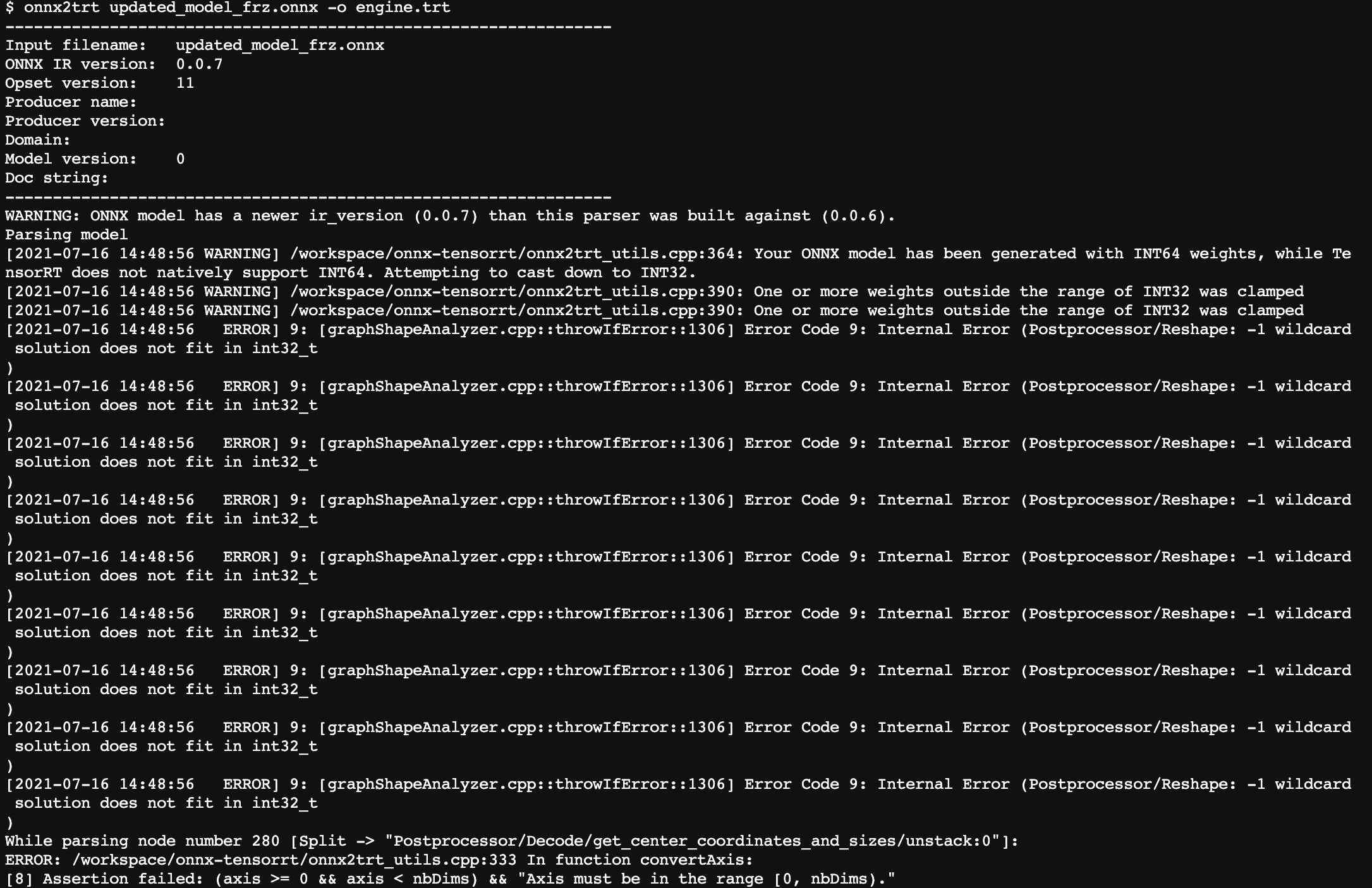SSDLite-MobNetV2: Assertion failed: (axis >= 0 && axis SSDLite-MobNetV2: Assertion failed: (axis >= 0 && axis