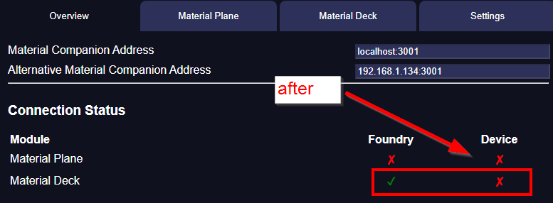 [BUG] "SD Application Not Connected" after upgrading from 1.5 to 1.6 and from MaterialServer to ...