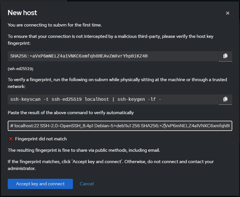 New host key confirmation should have an entry to confirm the results of ssh-keyscan · Issue ...