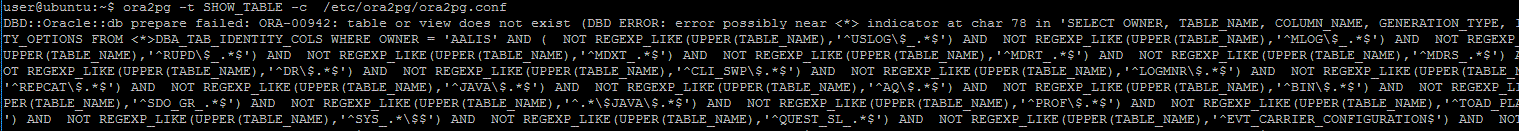 Issues with SHOW_TABLE not showing all tables in oracle · Issue #667 · darold/ora2pg · GitHub