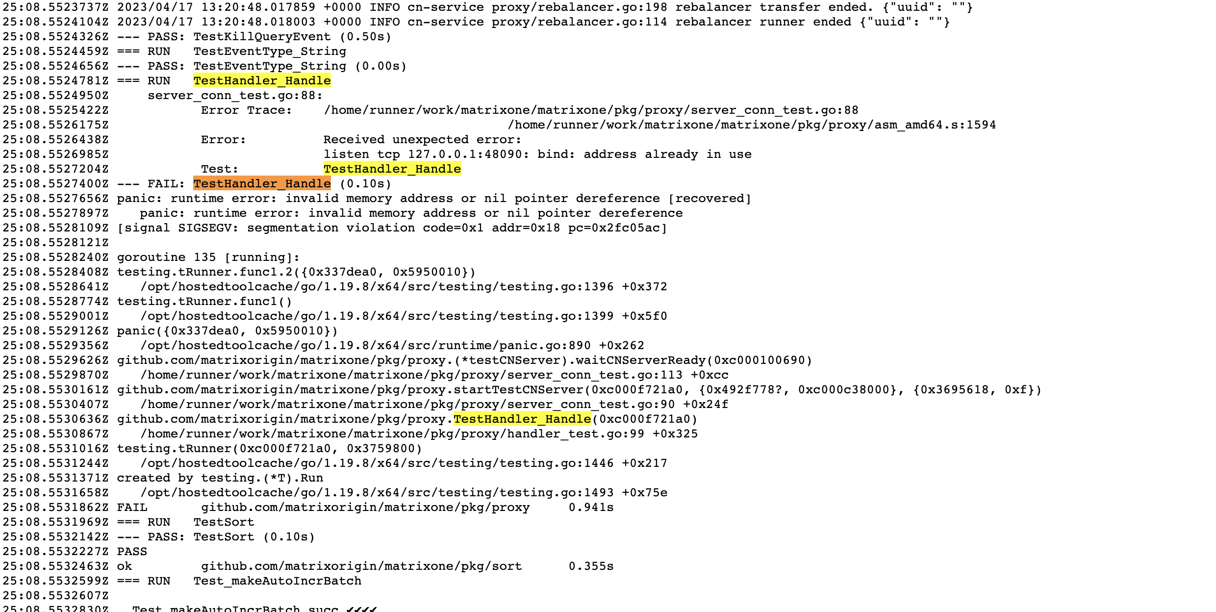 Bug Testhandlerhandle Ci Ut Fail · Issue 9027 · Matrixoriginmatrixone · Github