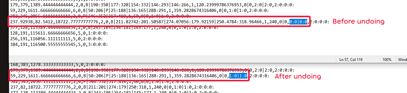 Undo changes to sliders in editor will also change and lock their sampleset to normal set ...