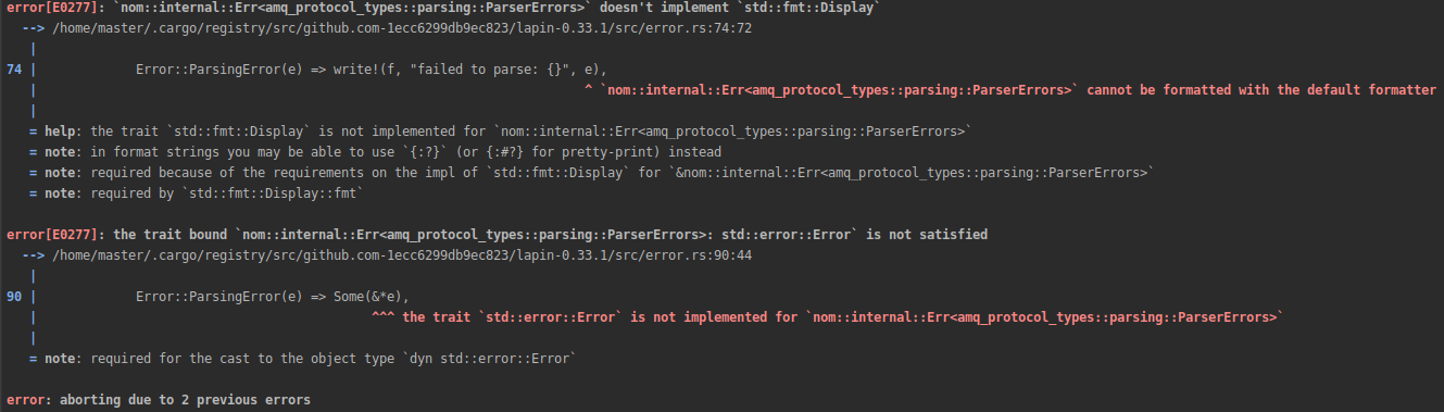 cannot be formatted with the default formatter v0.33.1 · Issue #240 · amqp-rs/lapin · GitHub