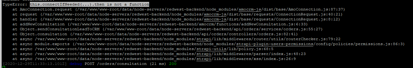 this.connectIfNeeded() иногда не возвращает Promise · Issue #33 · UsefulWeb/AmoCRM · GitHub